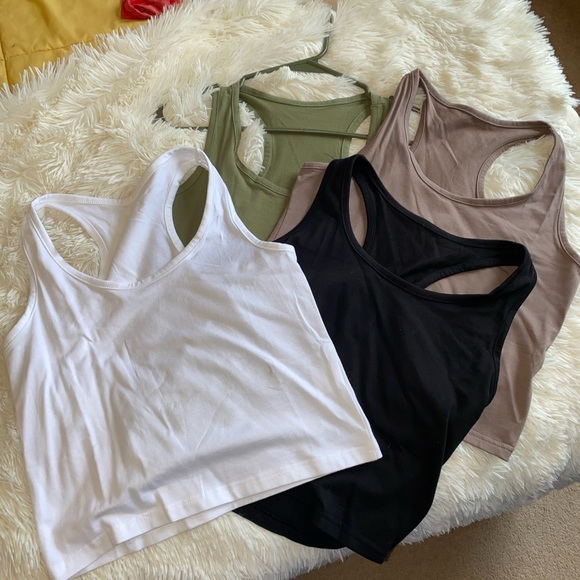 unbranded | Tops | Nwot Set Of 4 Racer Back Crop Tanks | Poshmark